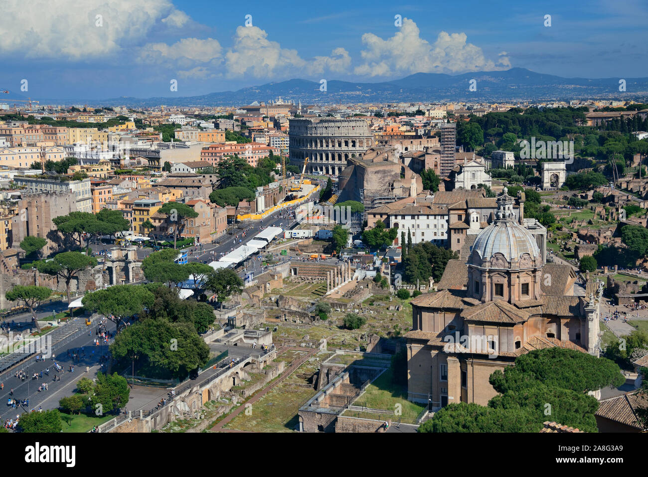 Rome rooftop view with ancient architecture in Italy Stock Photo - Alamy