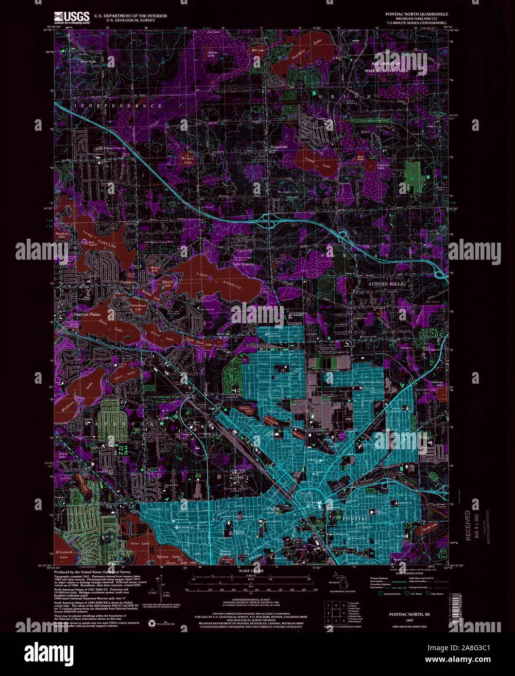 Pontiac michigan map hi-res stock photography and images - Alamy