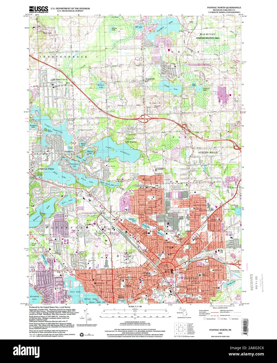 Pontiac michigan map hi-res stock photography and images - Alamy