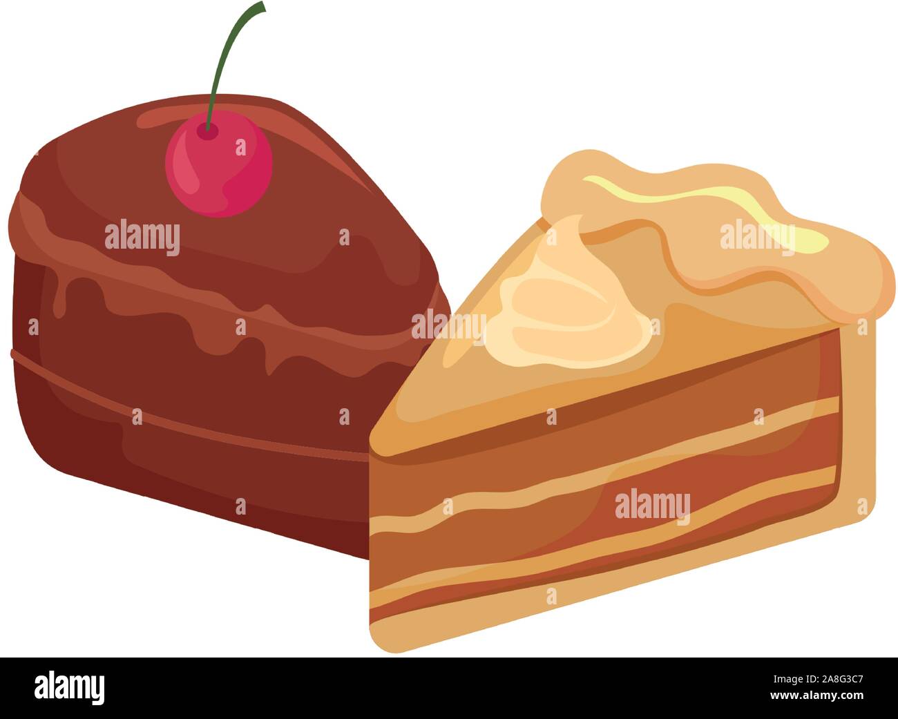 delicious portion of cake on white background vector illustration ...