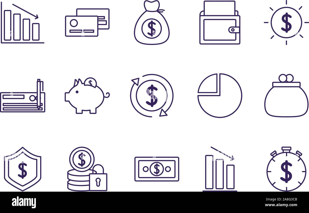 Isolated money icon set line vector design Stock Vector Image & Art - Alamy