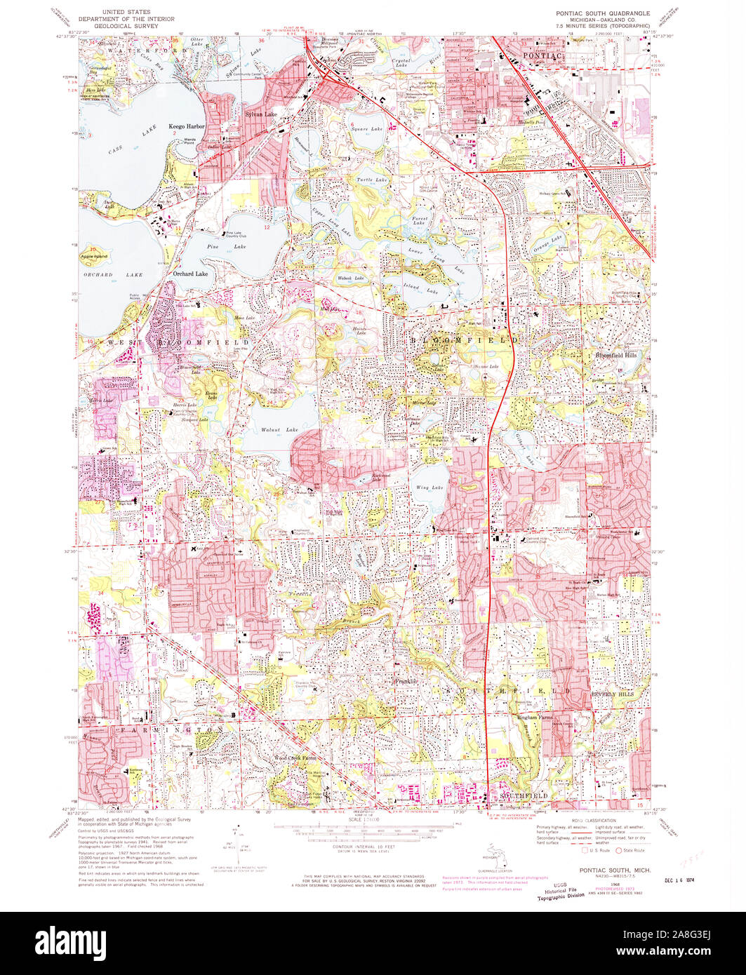Map of pontiac michigan hi-res stock photography and images - Alamy