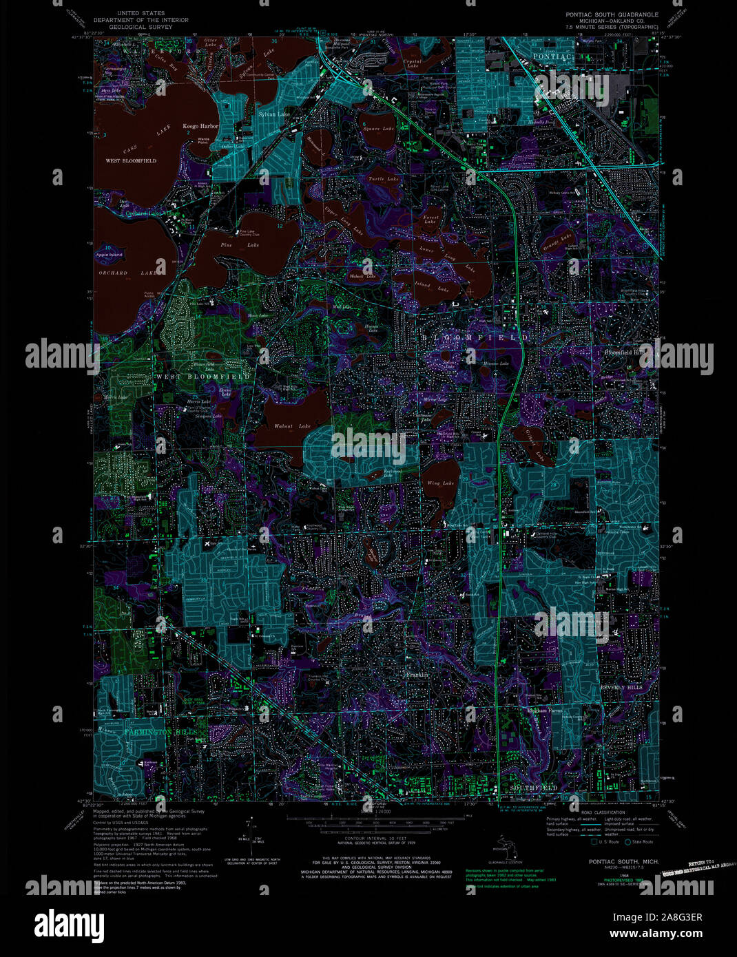 Map of pontiac michigan hi-res stock photography and images - Alamy