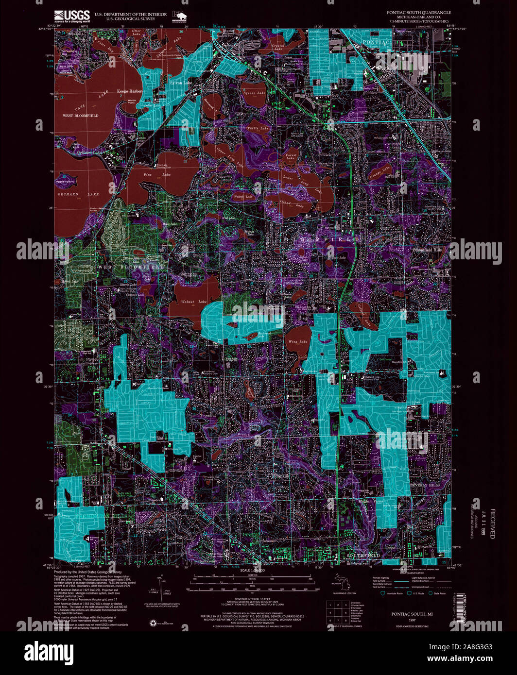 Pontiac michigan map hi-res stock photography and images - Alamy