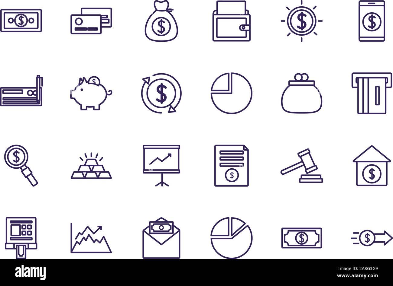 Isolated money icon set line vector design Stock Vector Image & Art - Alamy