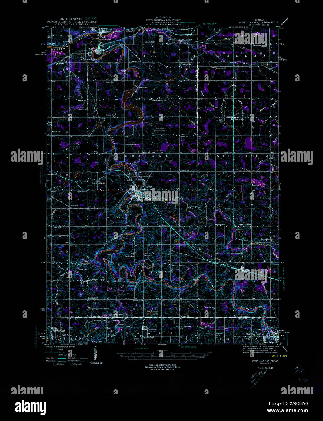 Portland michigan map hi-res stock photography and images - Alamy