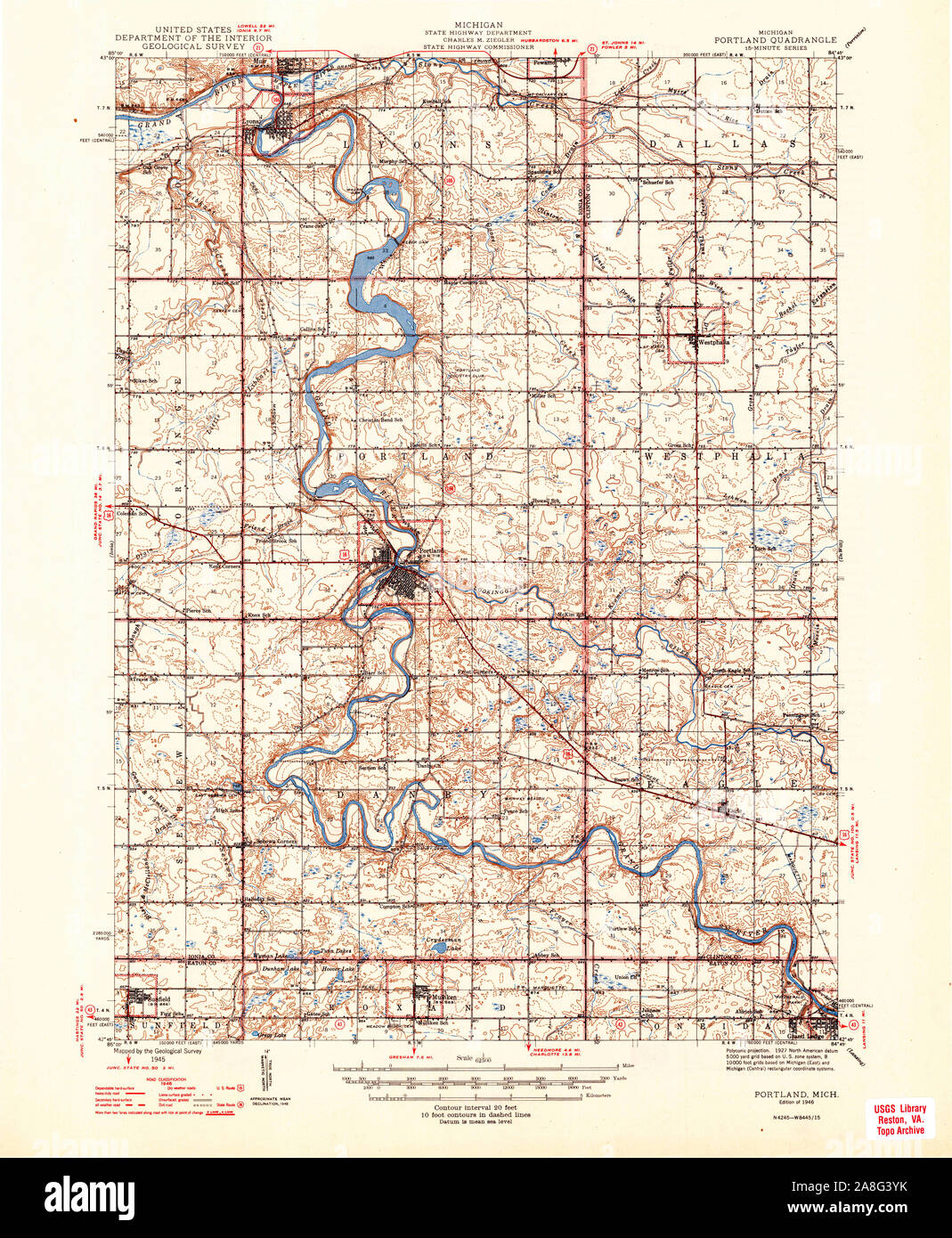 Portland michigan map hi-res stock photography and images - Alamy