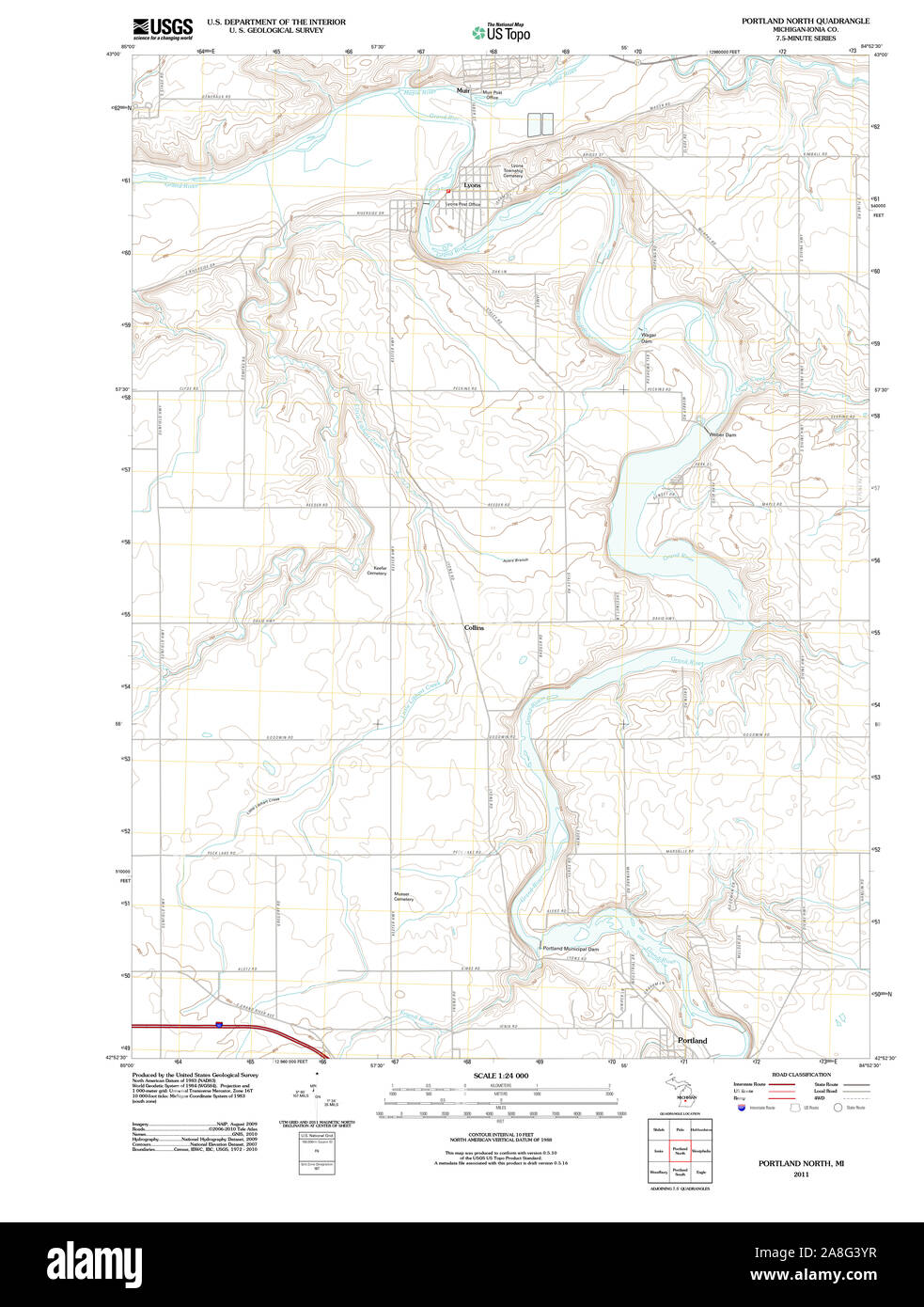 Map of portland michigan Cut Out Stock Images & Pictures - Alamy