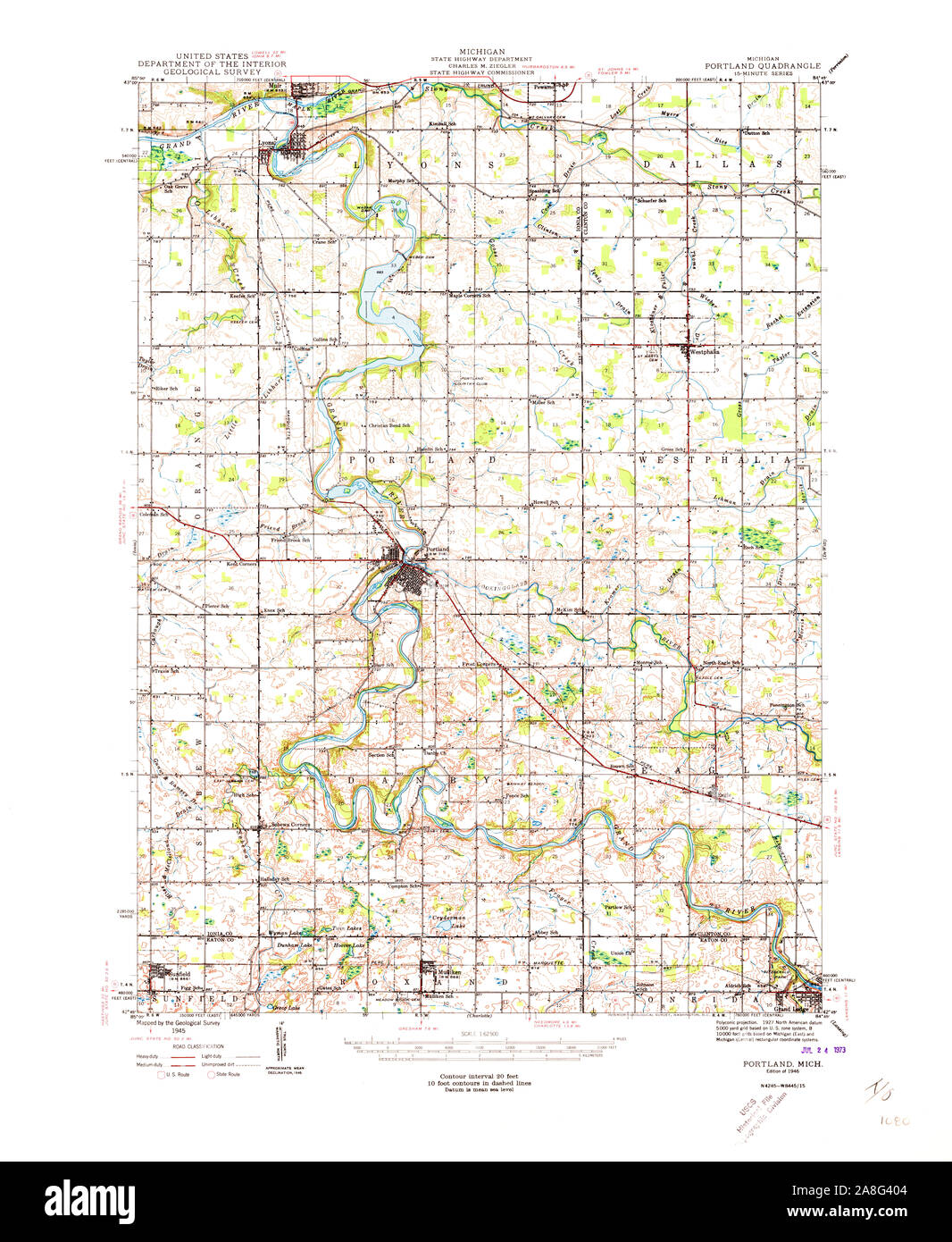 Map of portland michigan Cut Out Stock Images & Pictures - Alamy