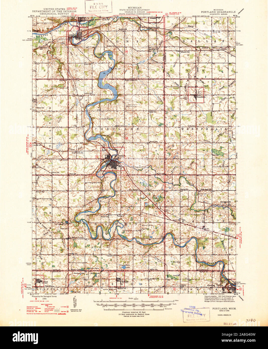 Portland michigan map hi-res stock photography and images - Alamy