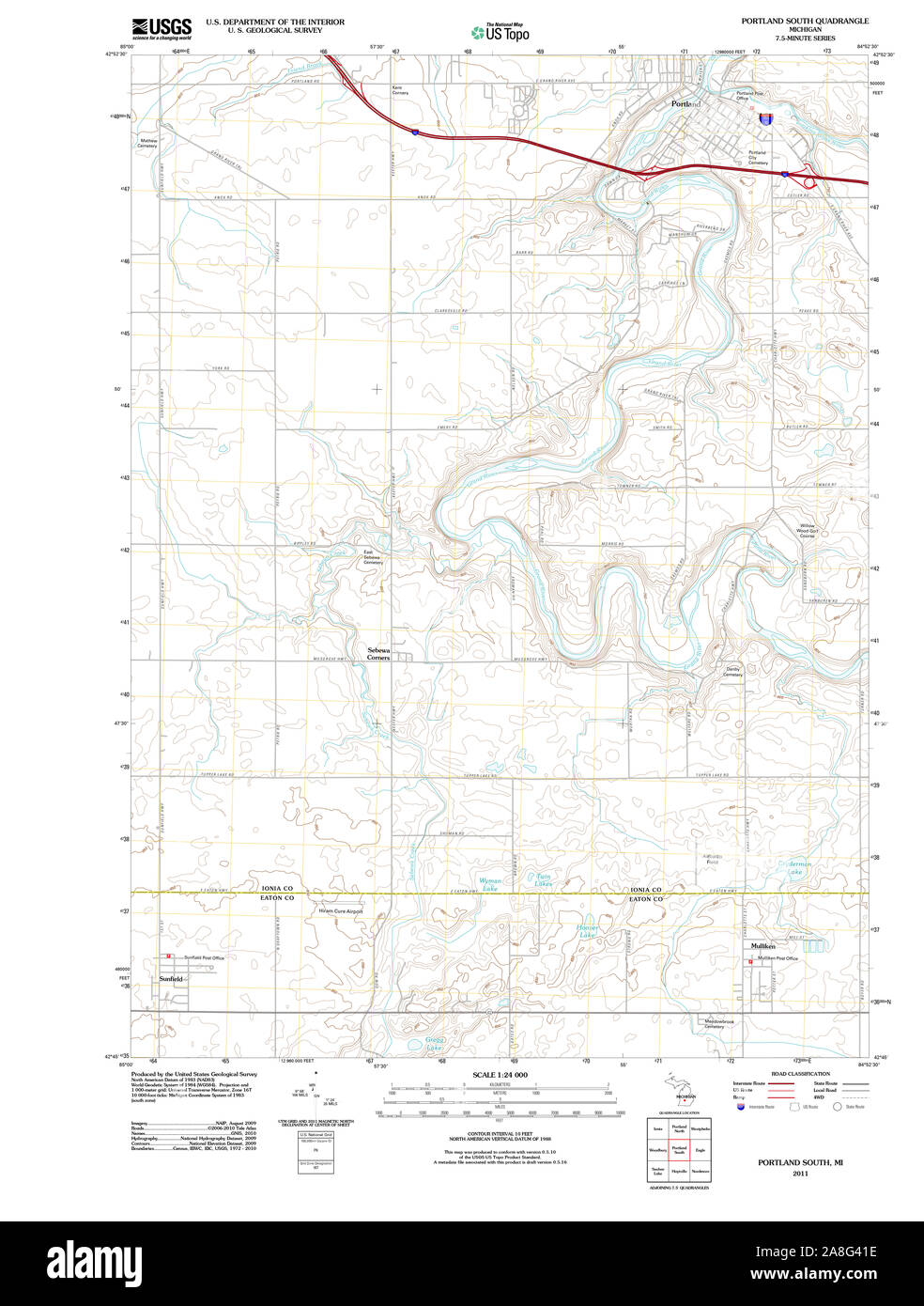 Portland michigan map Cut Out Stock Images & Pictures - Alamy