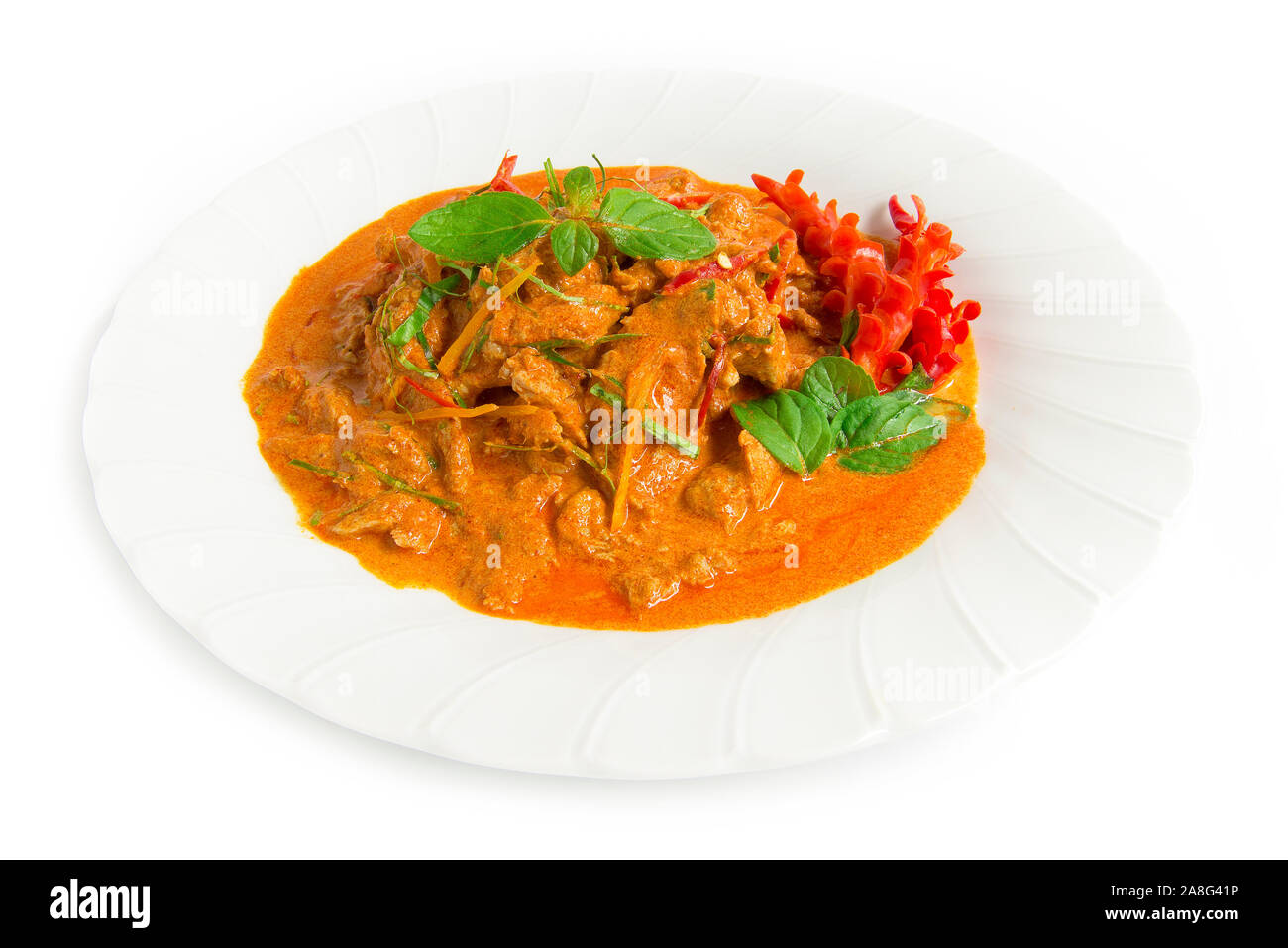 Dried red curry pork with coconut milk (Panang) Thaifood curry style ...