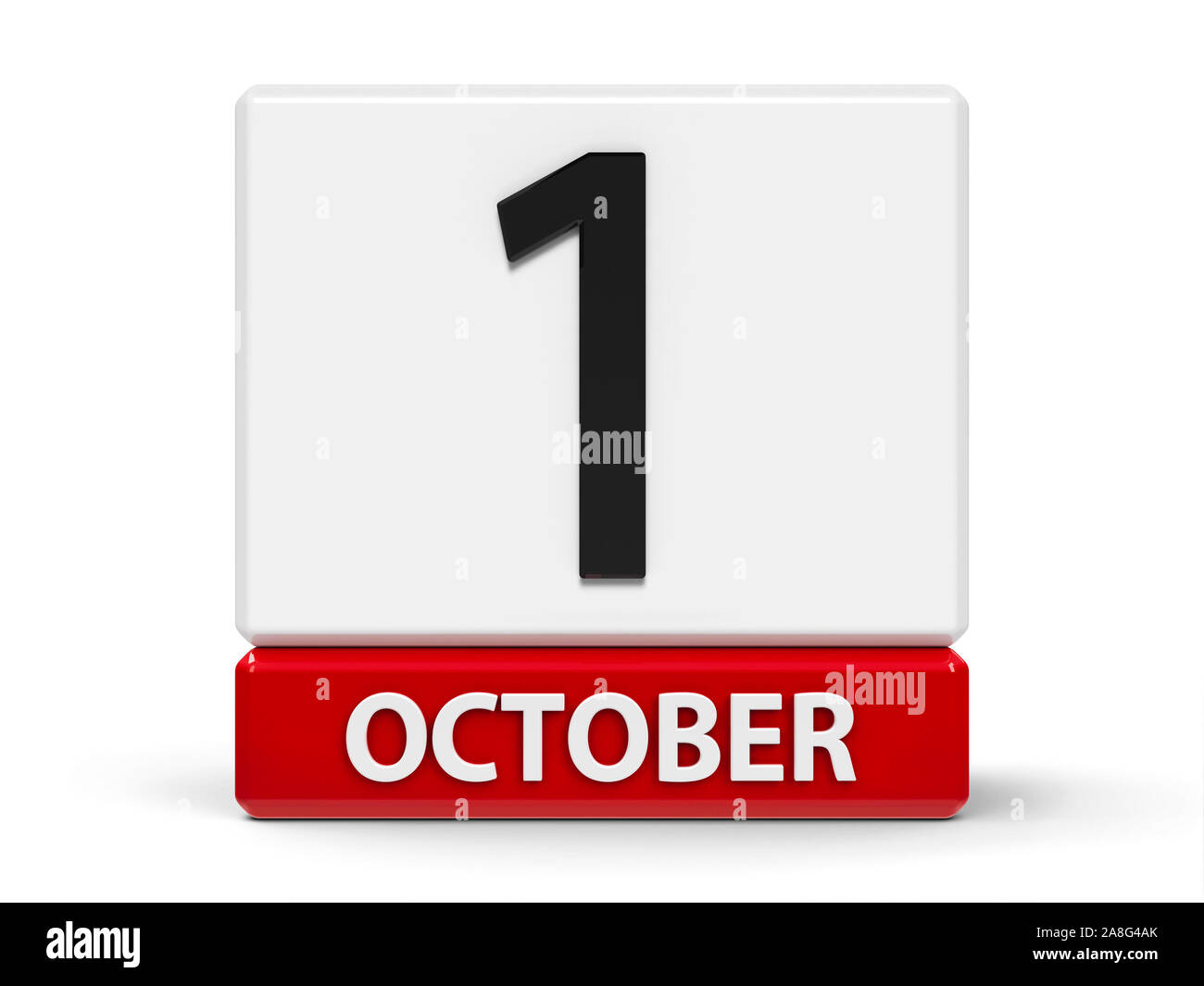 Red and white calendar icon from cubes - The First of October - on a ...