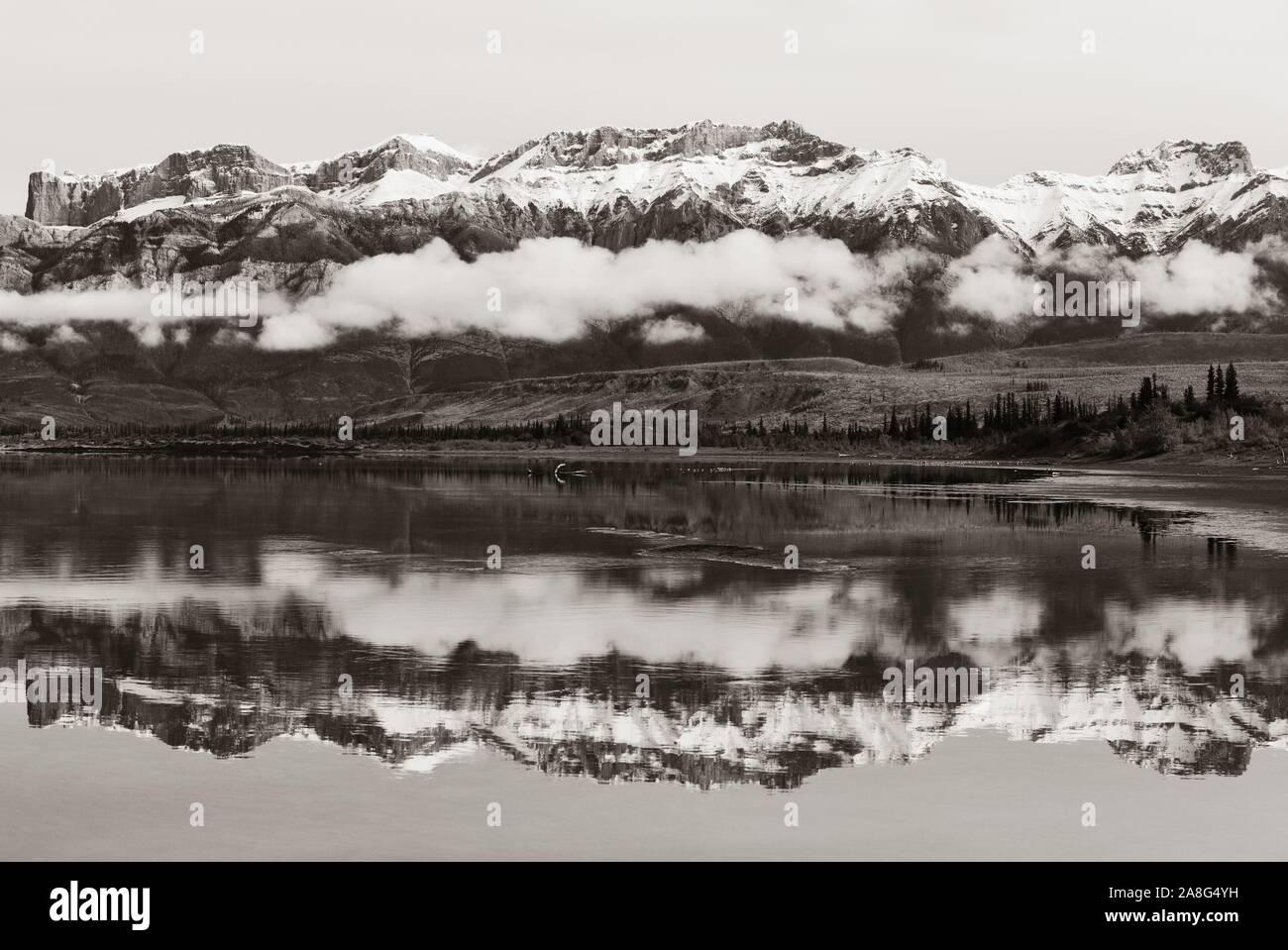 Beautiful water reflection in Jasper National Park in Canada Stock ...