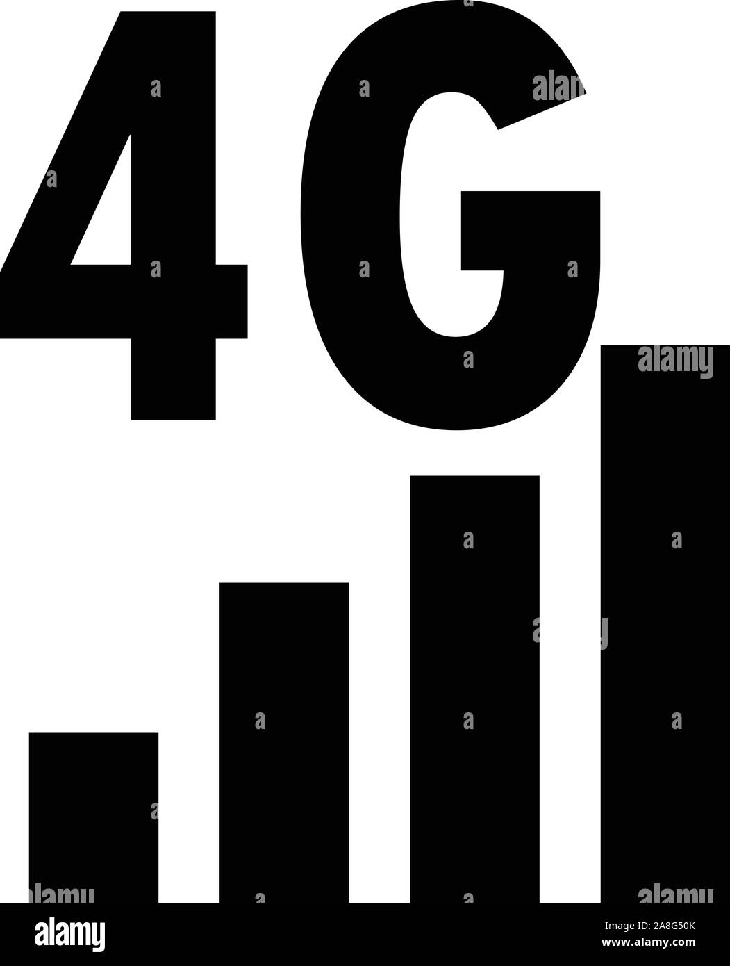 4G network filled icon on white background. flat style. 4G sign. pixel ...