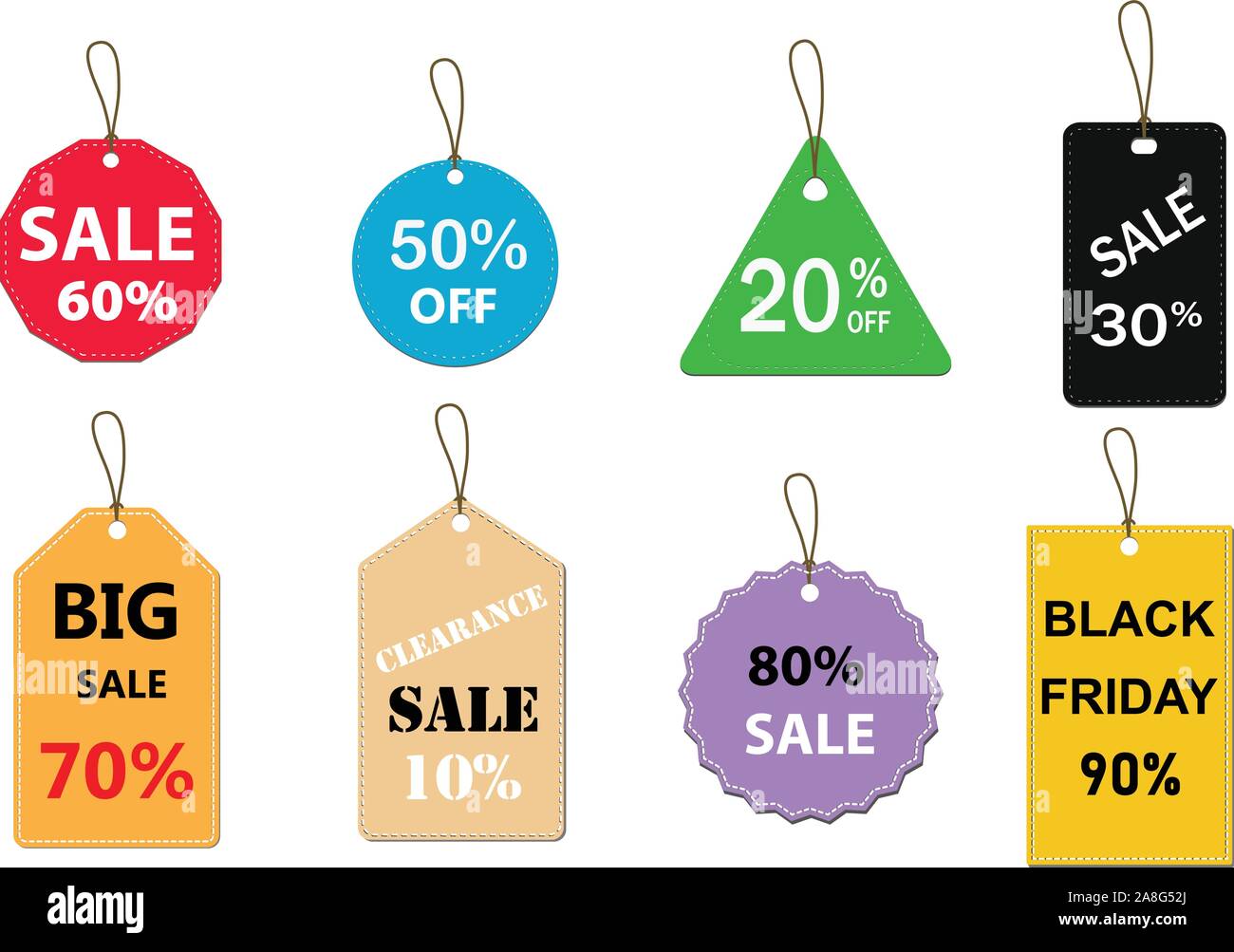 set of sale tag on white background. discount tag sign. flat style ...