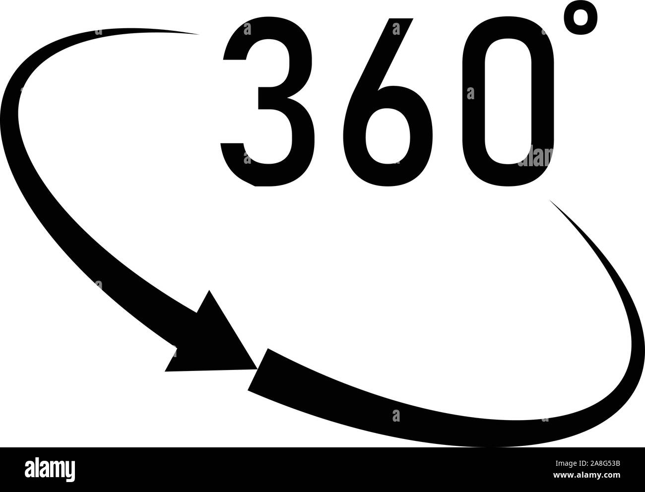 angle 360 degrees icon in trendy flat style on white background. angle ...