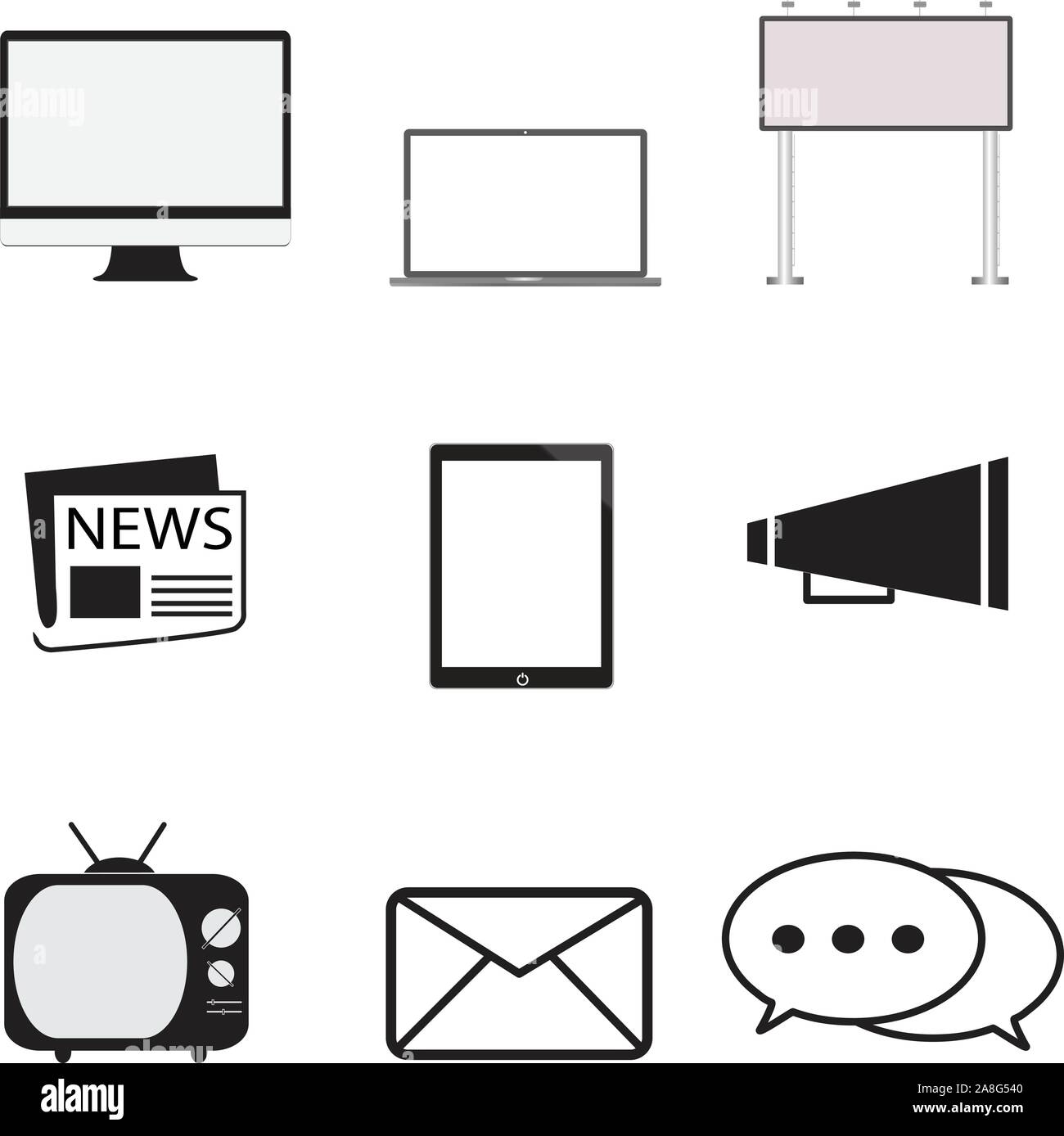 advertisement icons set in trendy flat style on white background ...