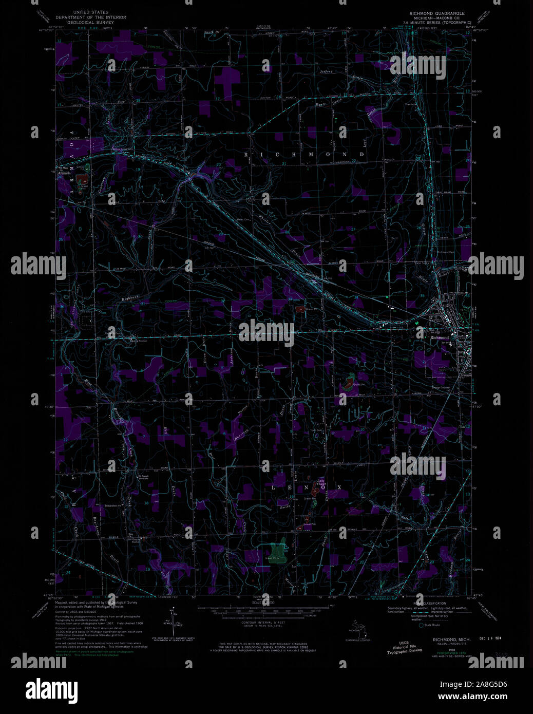 Map of richmond michigan hi-res stock photography and images - Alamy