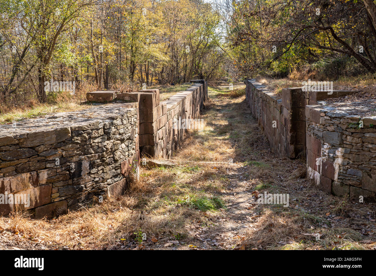 Old stone canal locks on the Patowmack canal bypassing Great Falls on ...