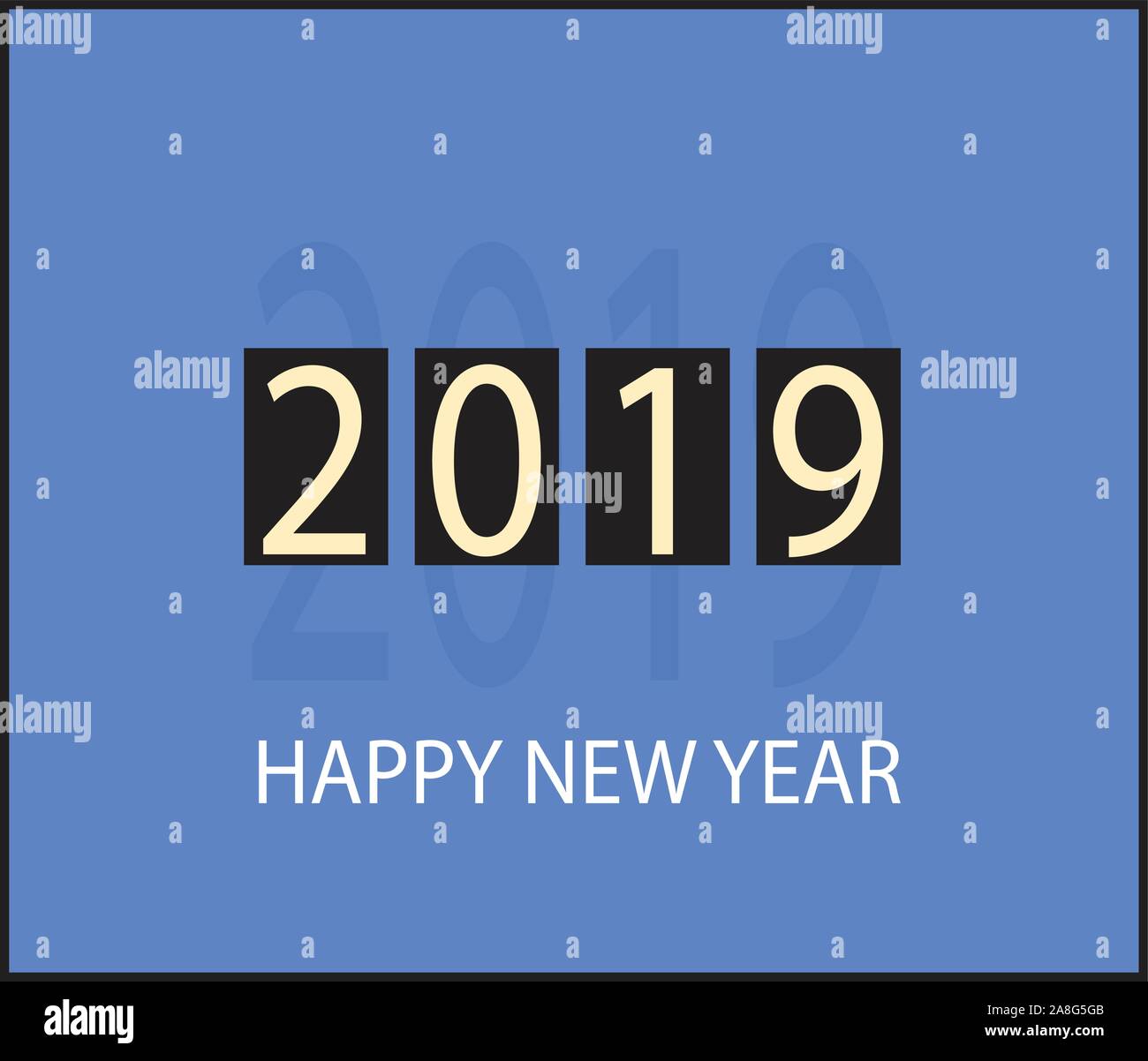 happy new year 2019 icon on orange background. flat style. happy new ...
