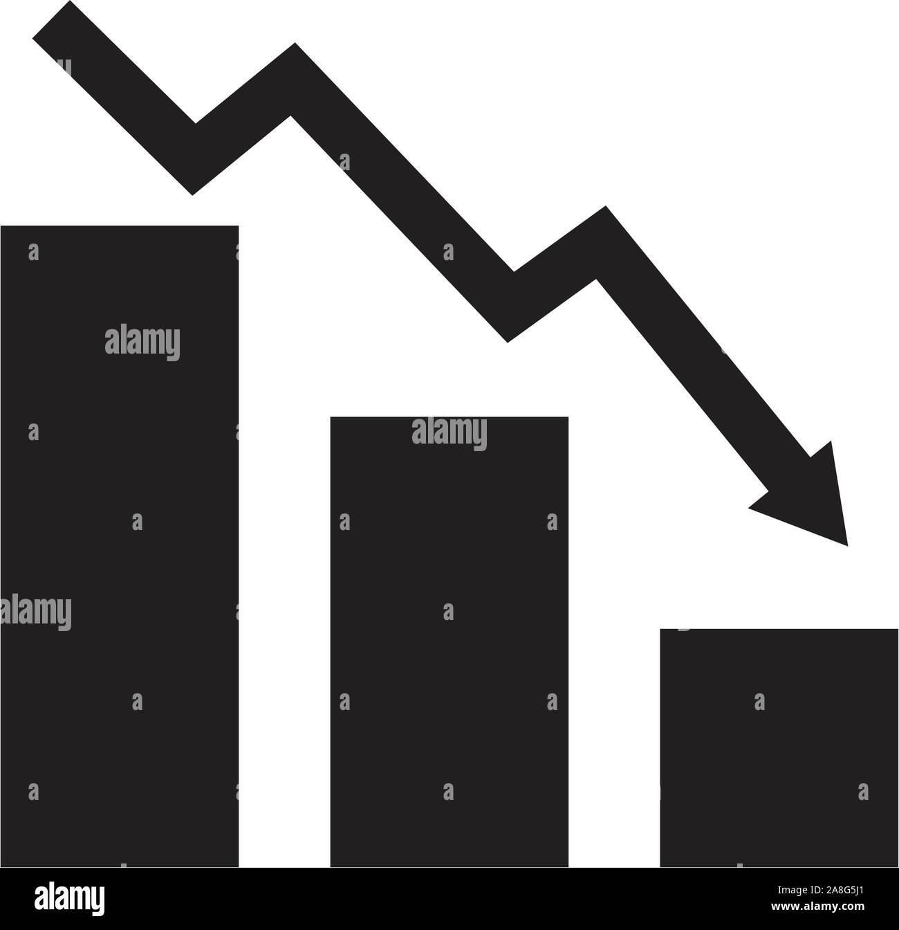 falling chart icon on white background. flat style. falling chart icon ...