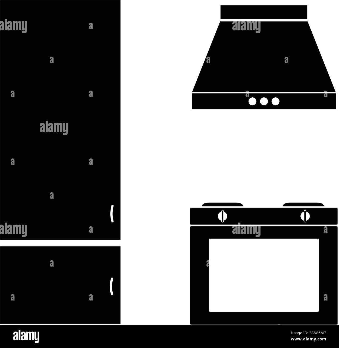 kitchen room sign. modern kitchen interior with gas stove. flat style ...