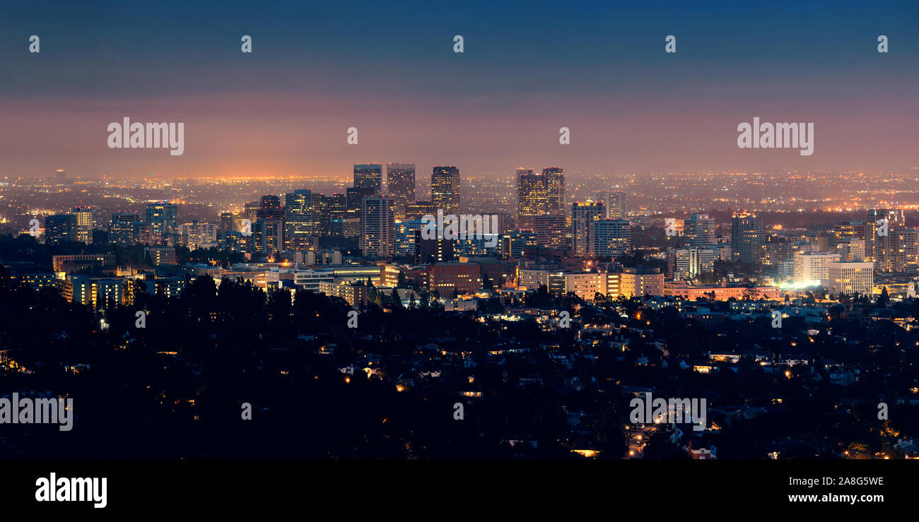 Los Angeles at night with urban buildings Stock Photo - Alamy