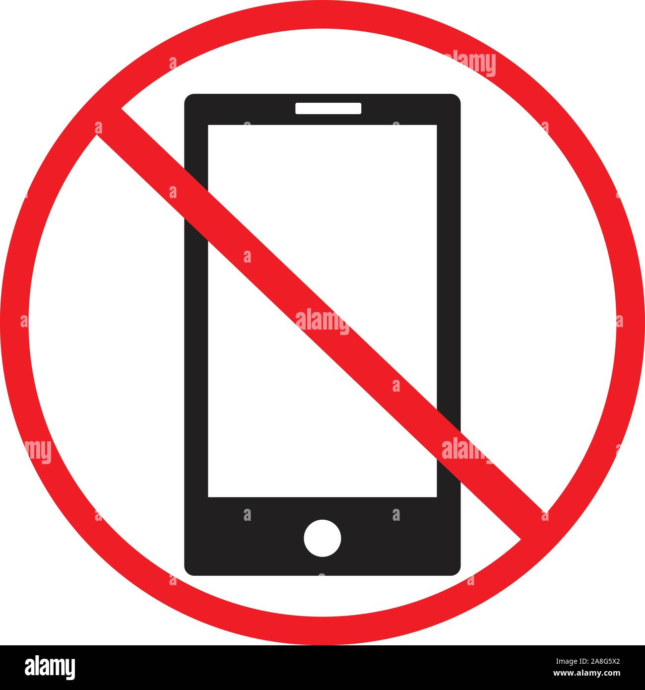 no cell phone sign on white background. no mobile phones icon design ...