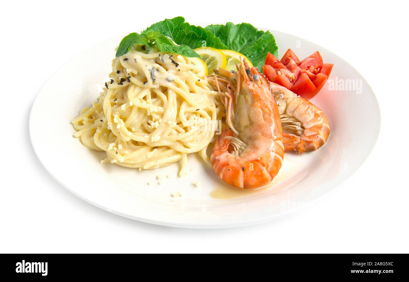 Spaghetti dish side view Cut Out Stock Images & Pictures - Alamy