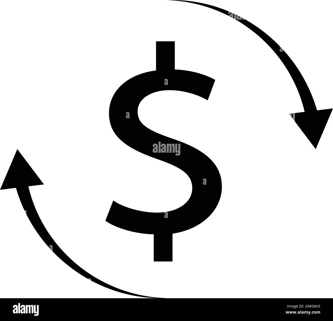 money dollar sign with arrow on white background. concept economy and ...