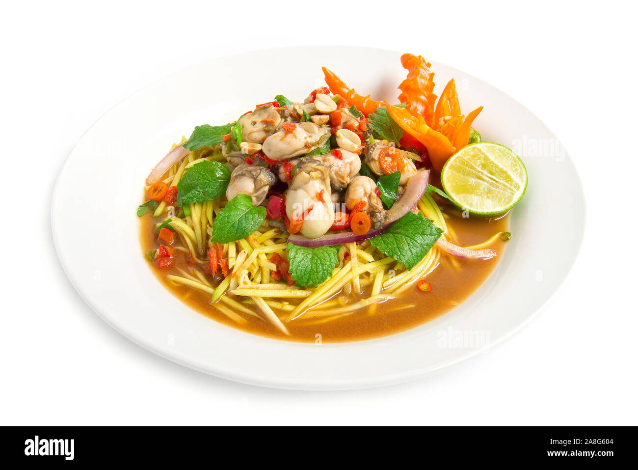 Spicy Mango salad with Oyster Thai spicy food appetizer Thailand food ...