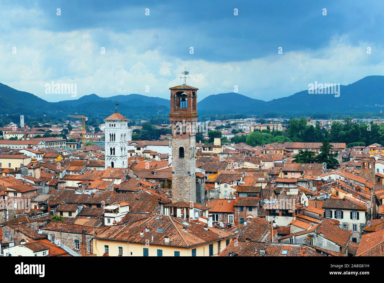 Lucca skyline with tower and cathedral in Italy Stock Photo - Alamy