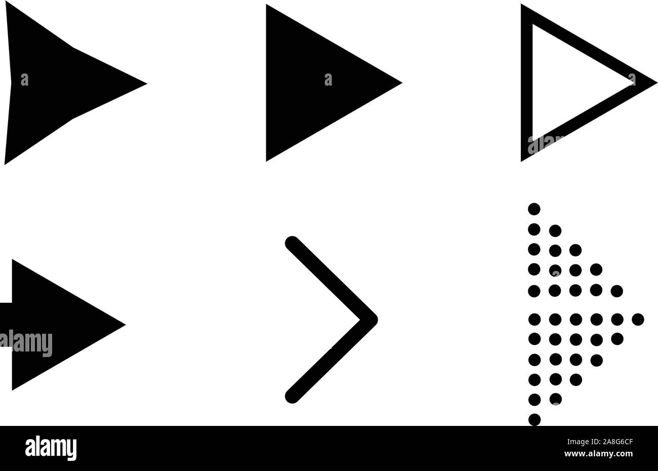 set black arrow icons on white background. black arrow sign. flat style ...