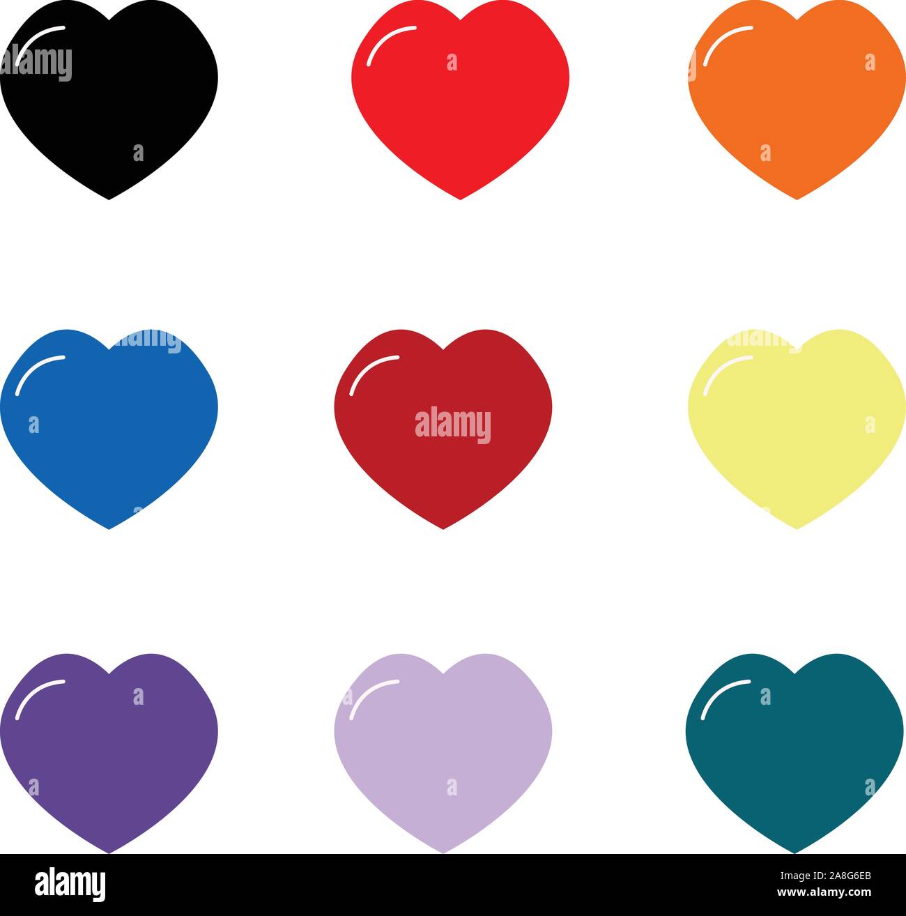 set hearts icon on white background. hearts sign. flat style. tie ...