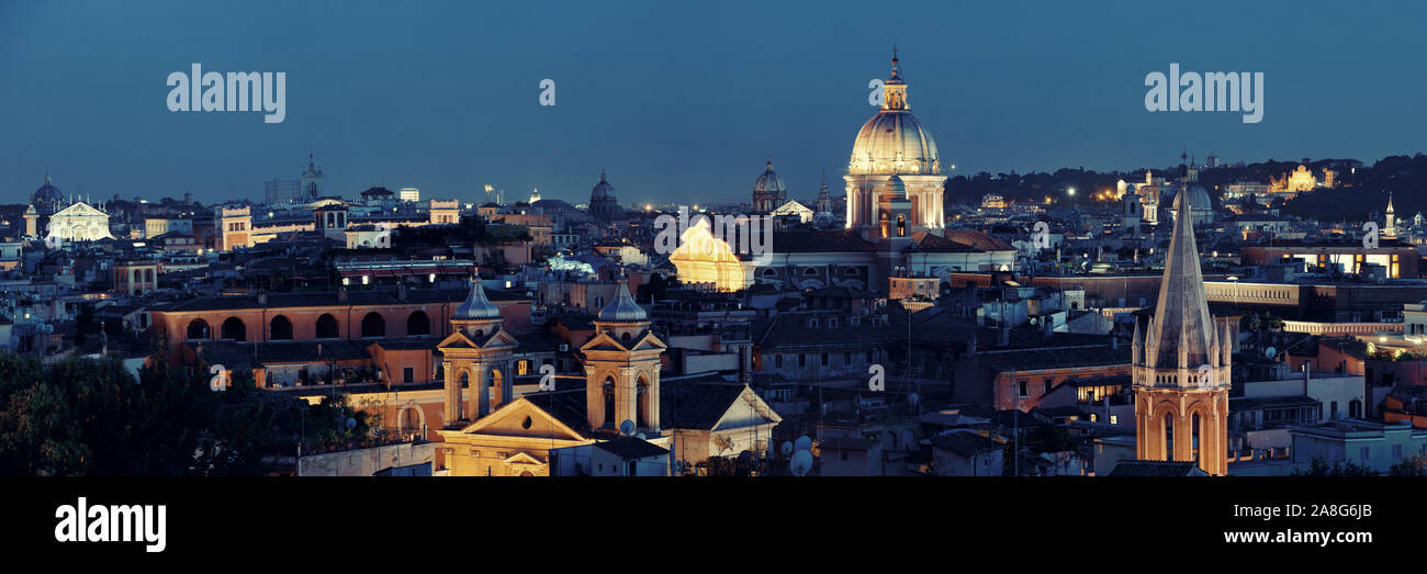 Rome rooftop view with skyline and ancient architecture in Italy at ...