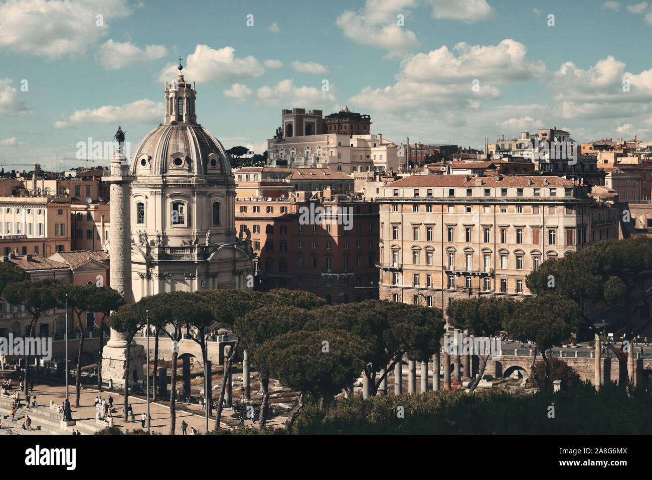 Rome rooftop view with ancient architecture in Italy Stock Photo - Alamy