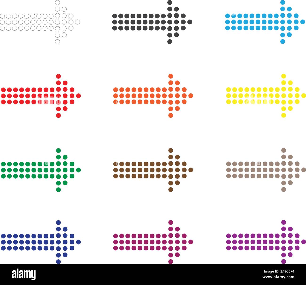 set of dot arrows icon on white background. flat style. set of colored ...