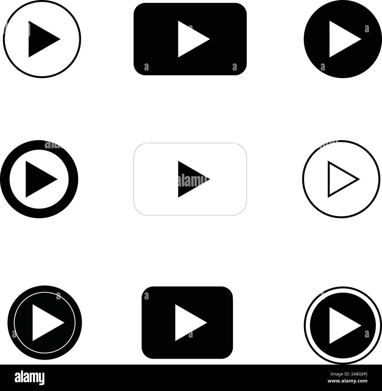 set play button on white background. flat style. play icons. player app ...