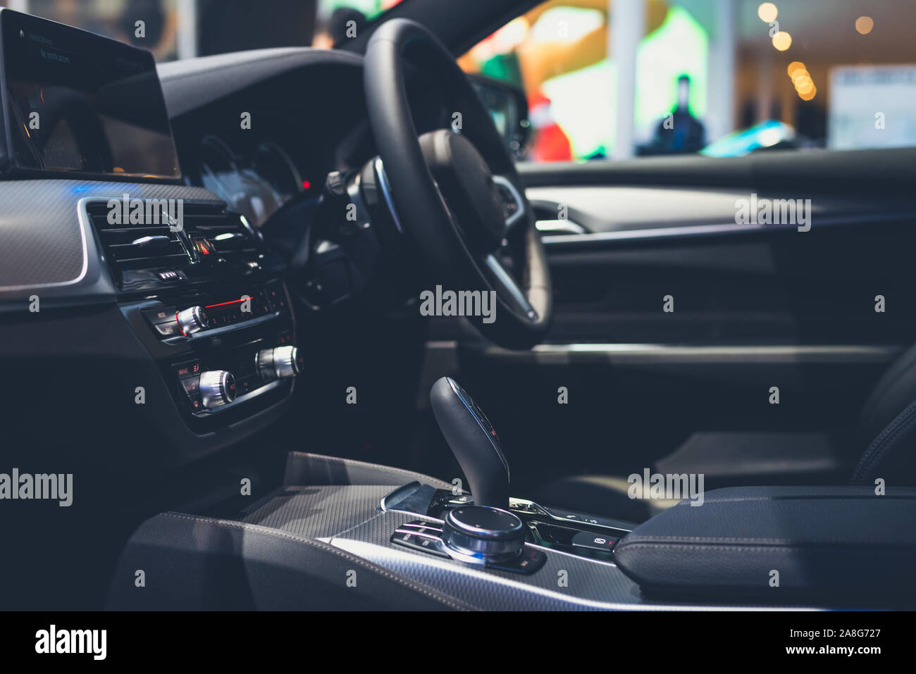 Automatic gear stick inside modern car for background Stock Photo - Alamy