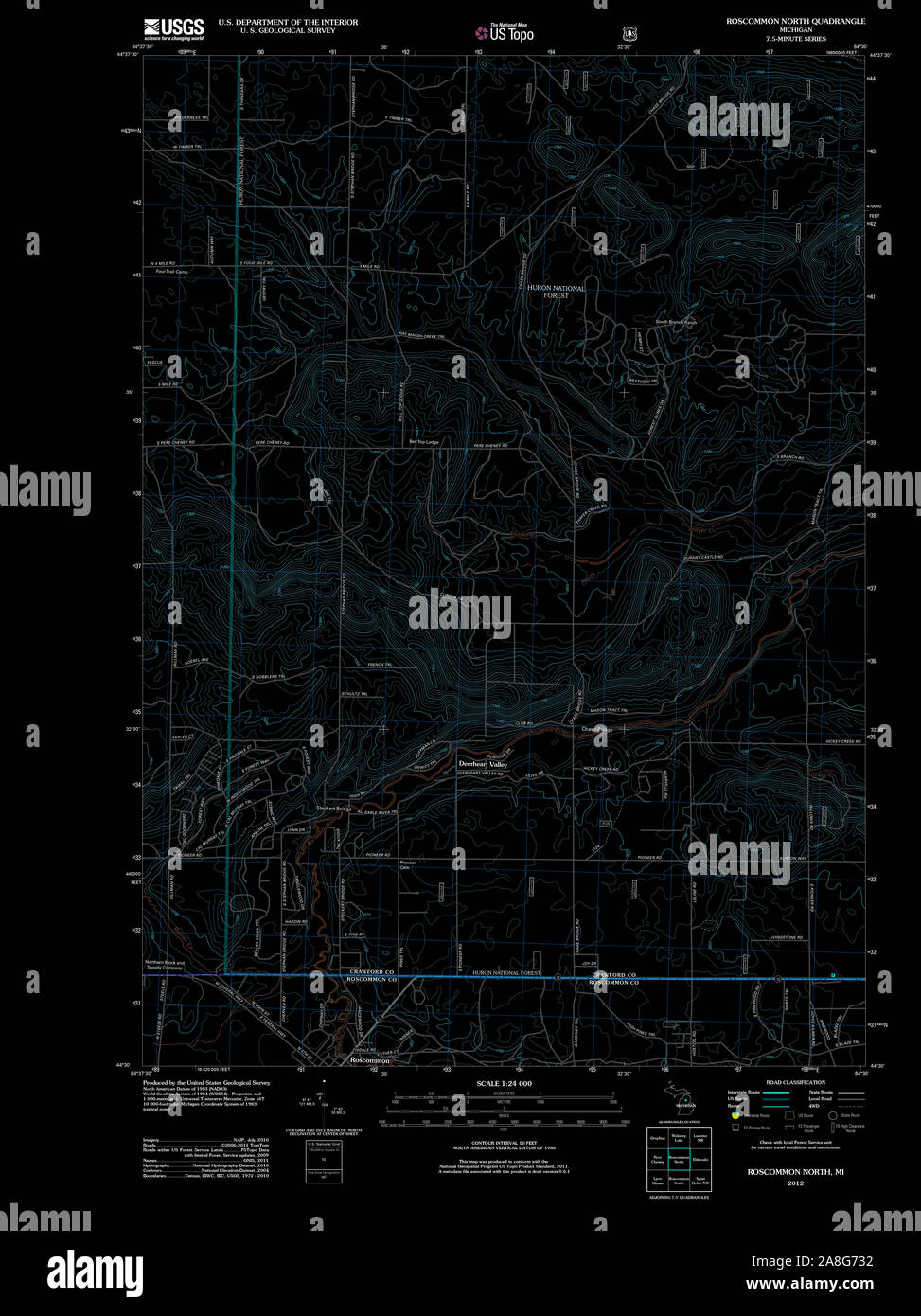 Roscommon michigan map hi-res stock photography and images - Alamy