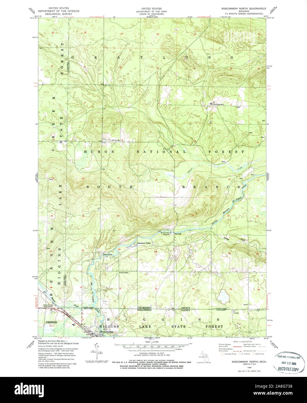 Roscommon michigan map hi-res stock photography and images - Alamy