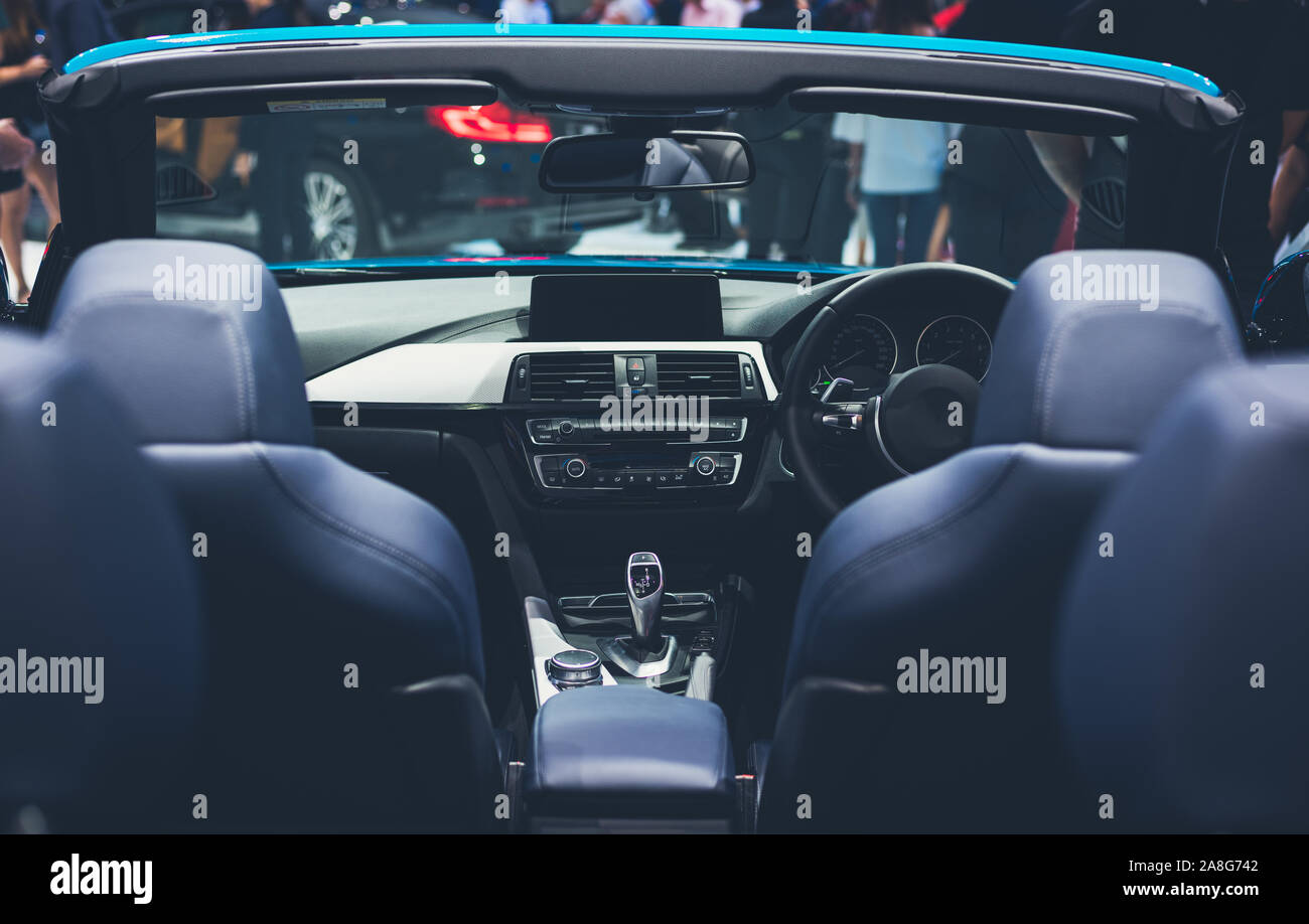 Luxury blue car Interior Stock Photo - Alamy