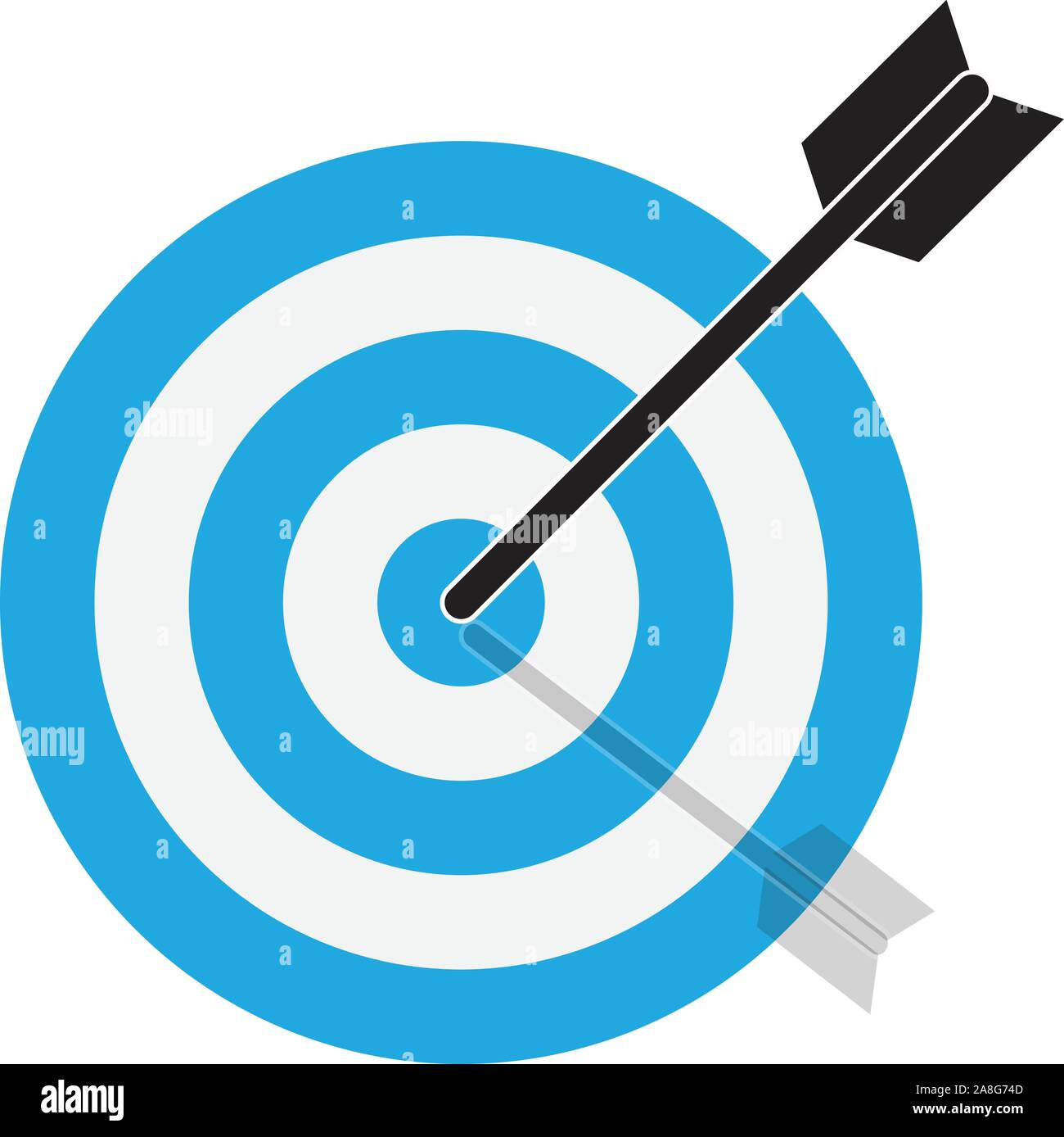 the arrow hits the target. target icon on white background. flat style ...