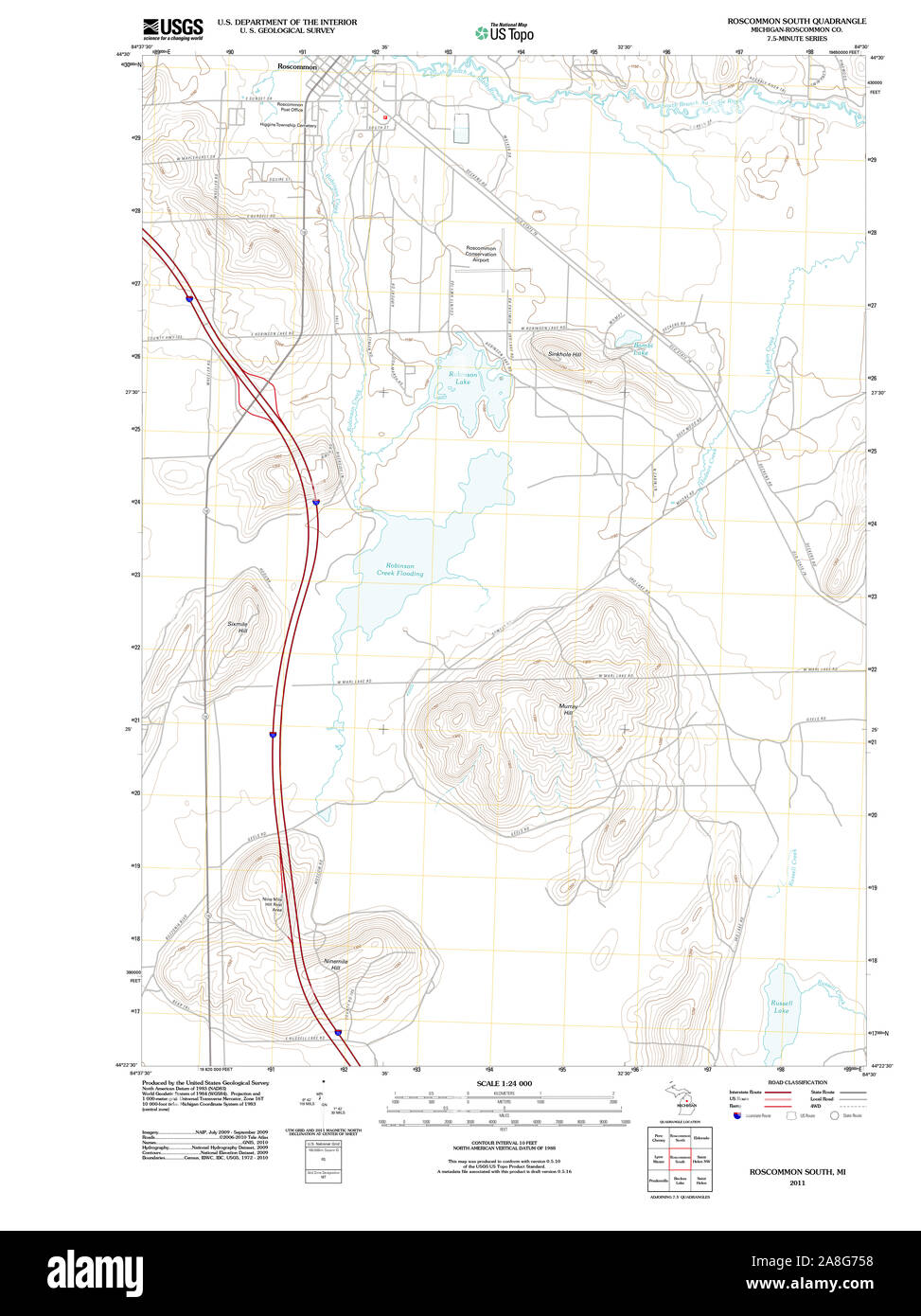 Roscommon michigan map hi-res stock photography and images - Alamy