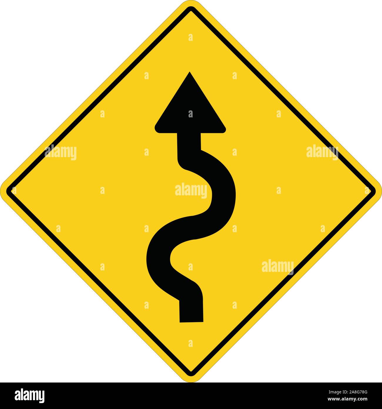 winding road sign on white background. flat style. winding road symbol ...