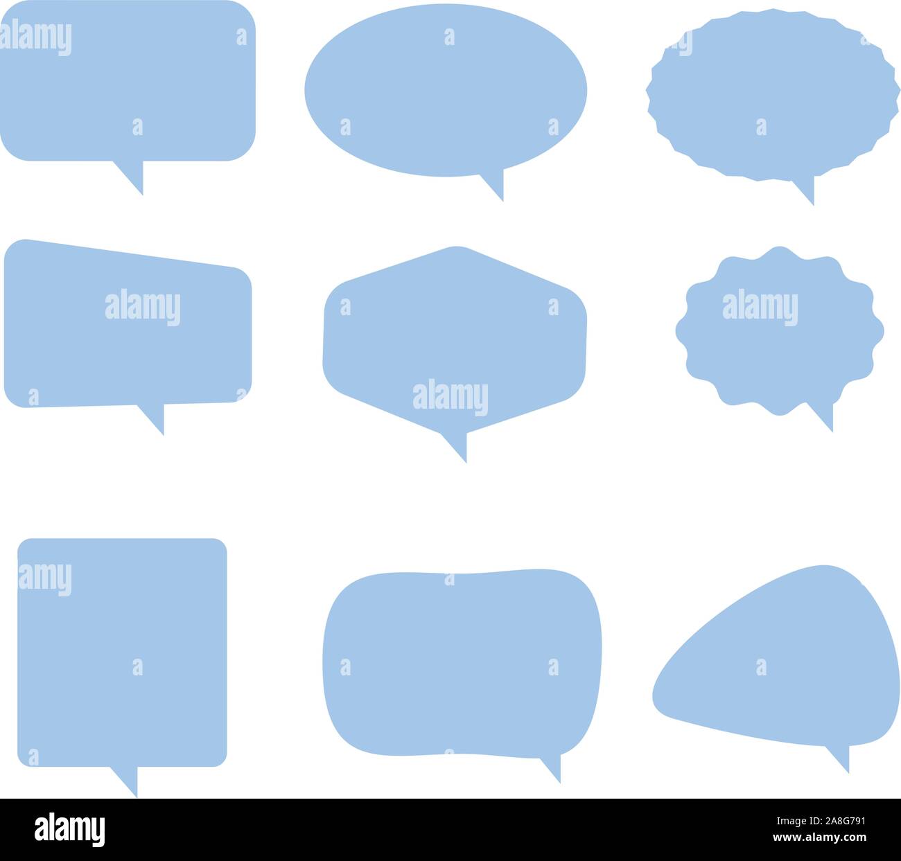 speech bubble icon on white background. flat style. Blank empty blue ...