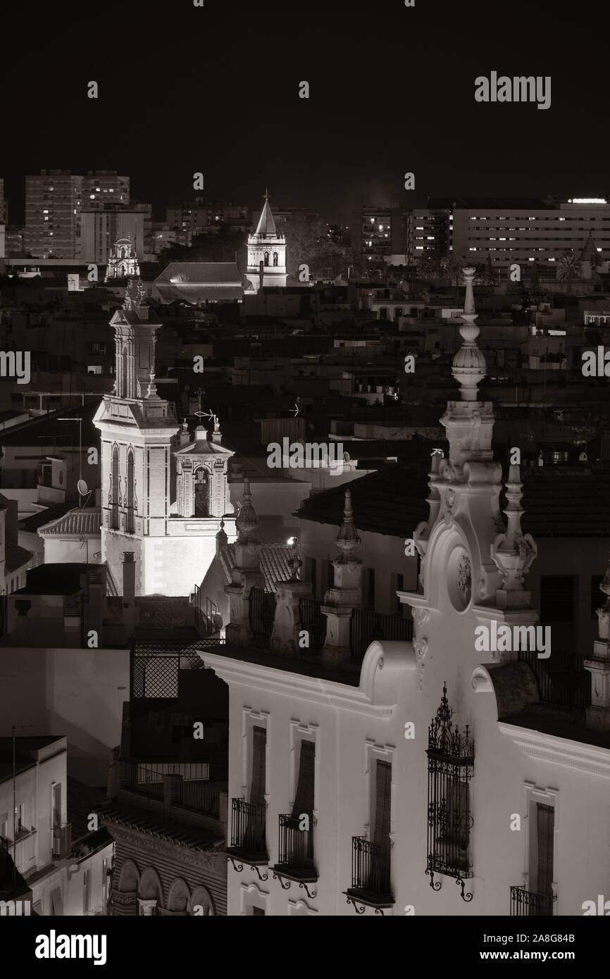 Seville night rooftop view with city skyline in Spain Stock Photo - Alamy