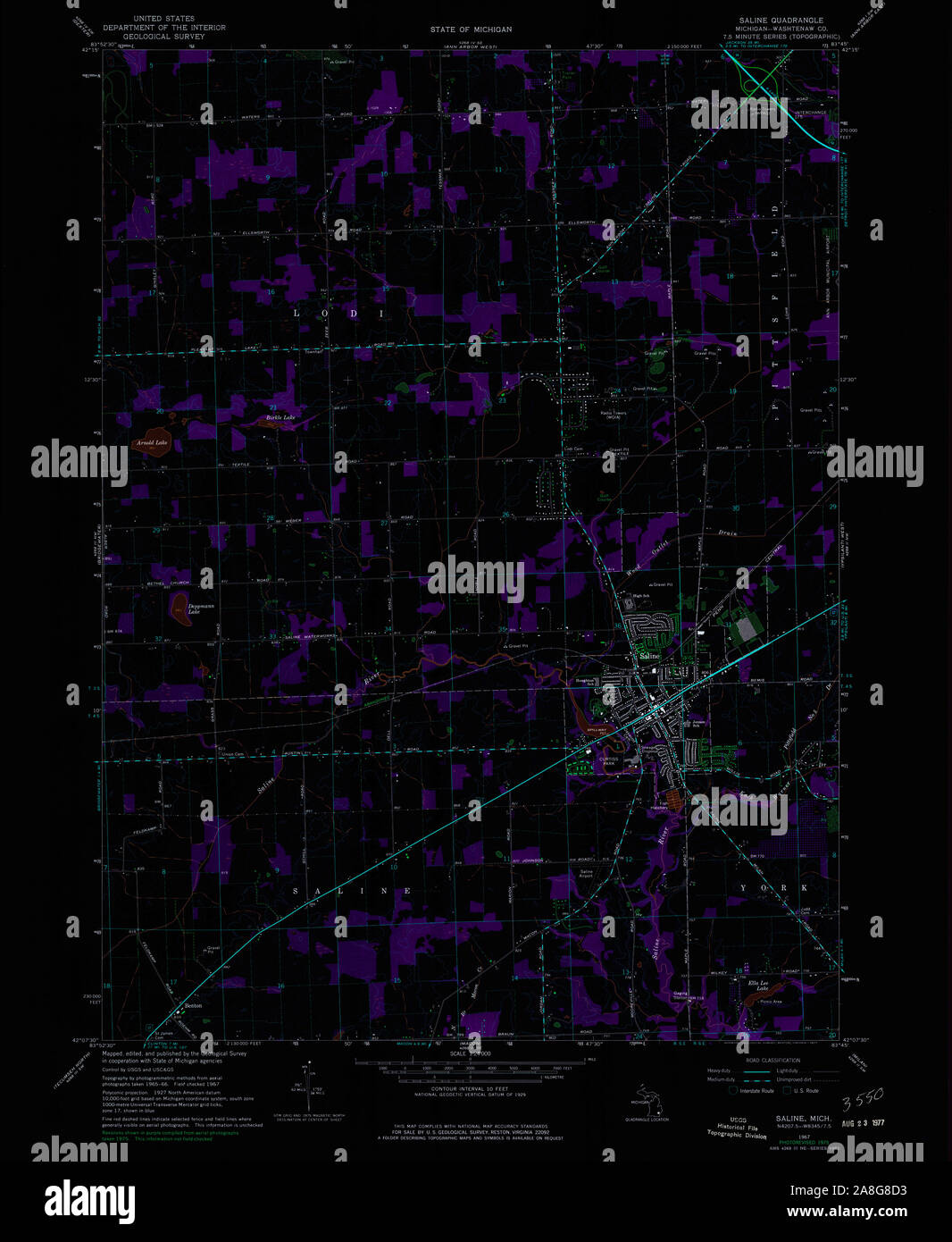 Saline michigan map hi-res stock photography and images - Alamy