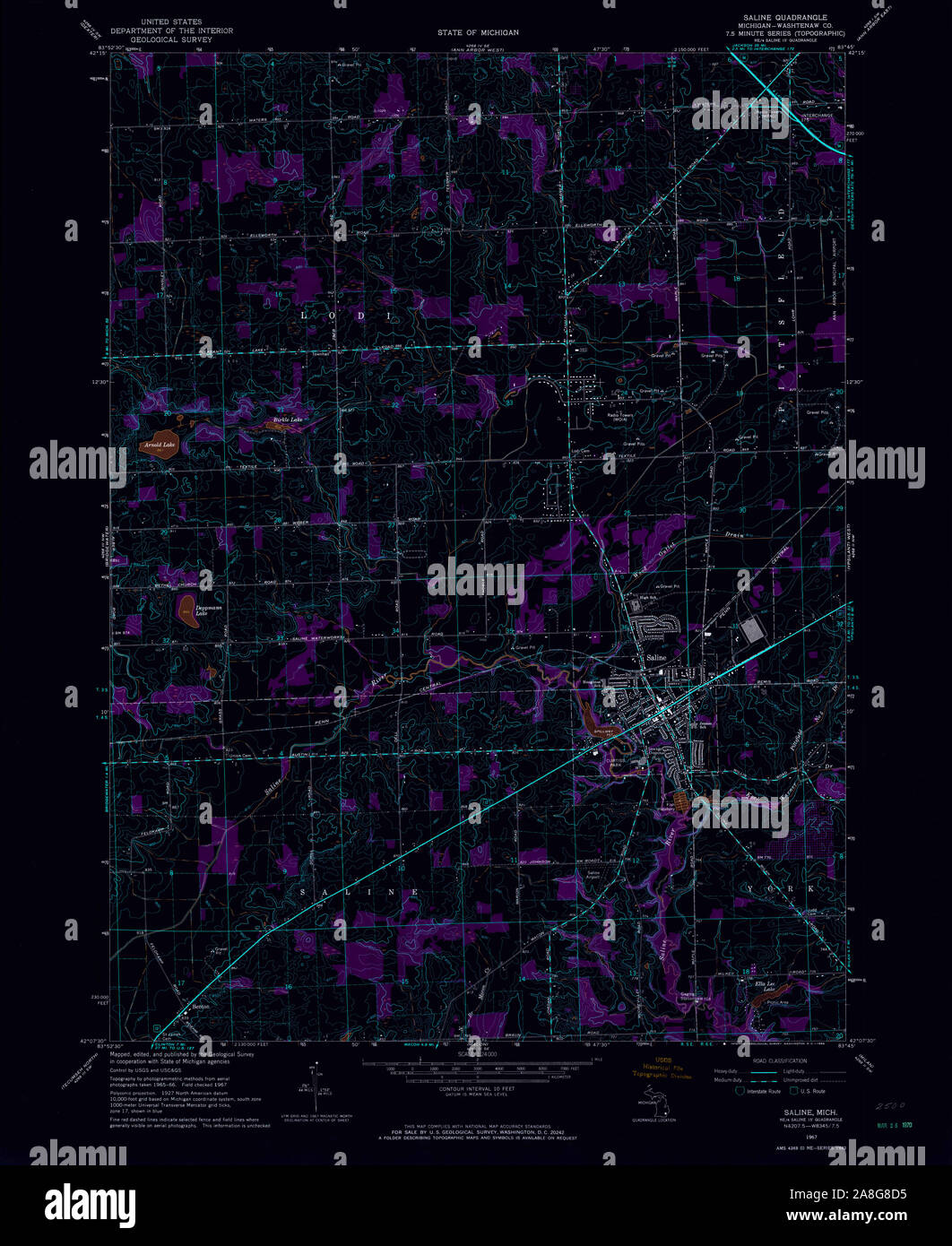 Map of saline michigan hi-res stock photography and images - Alamy